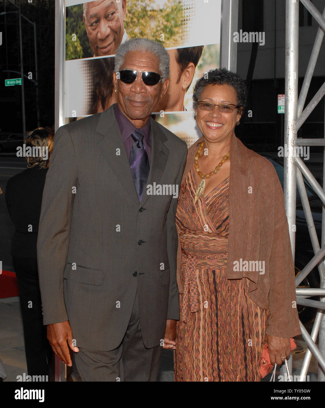 Cast member Morgan Freeman arrives with his wife Myrna for the premiere ...