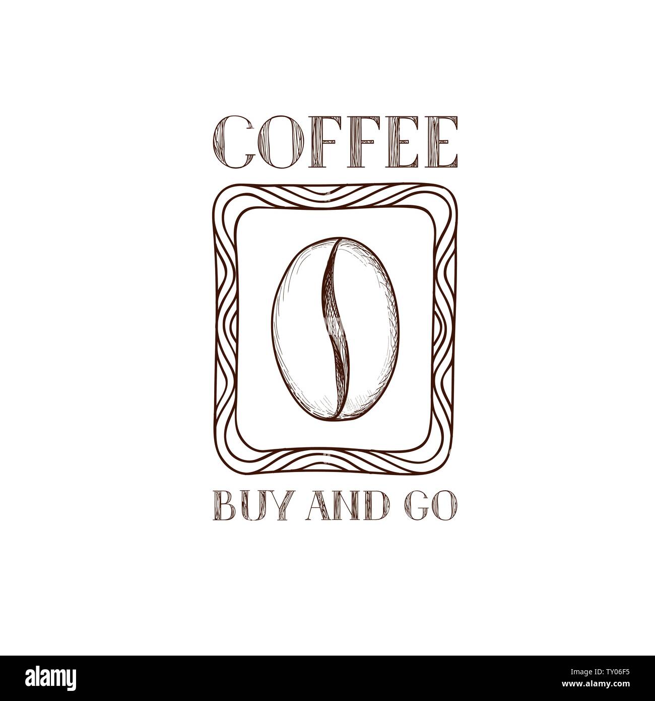 Coffee bean icon. Hand drawn doodle sketch vector symbol of coffee shop ...