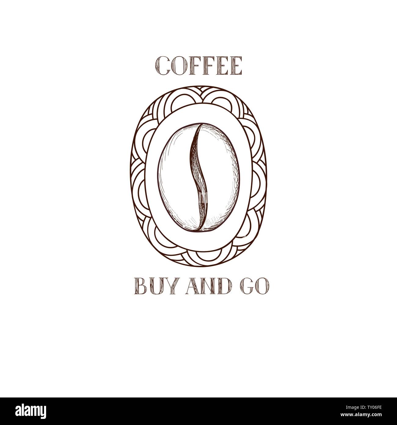 Coffee bean icon. Hand drawn doodle sketch vector symbol of coffee shop ...