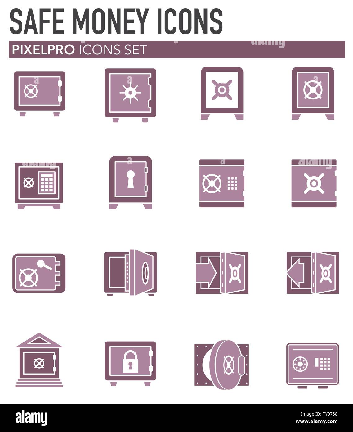 Money safe icons set on background for graphic and web design. Simple ...
