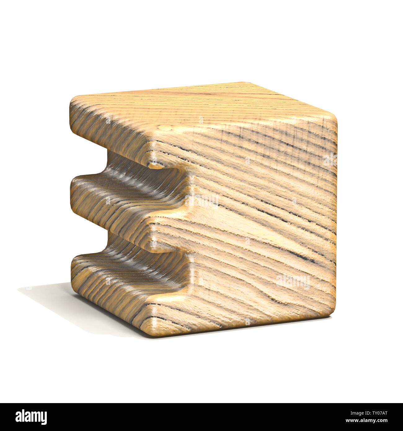 Solid wooden cube font Number 3 THREE 3D render illustration isolated ...