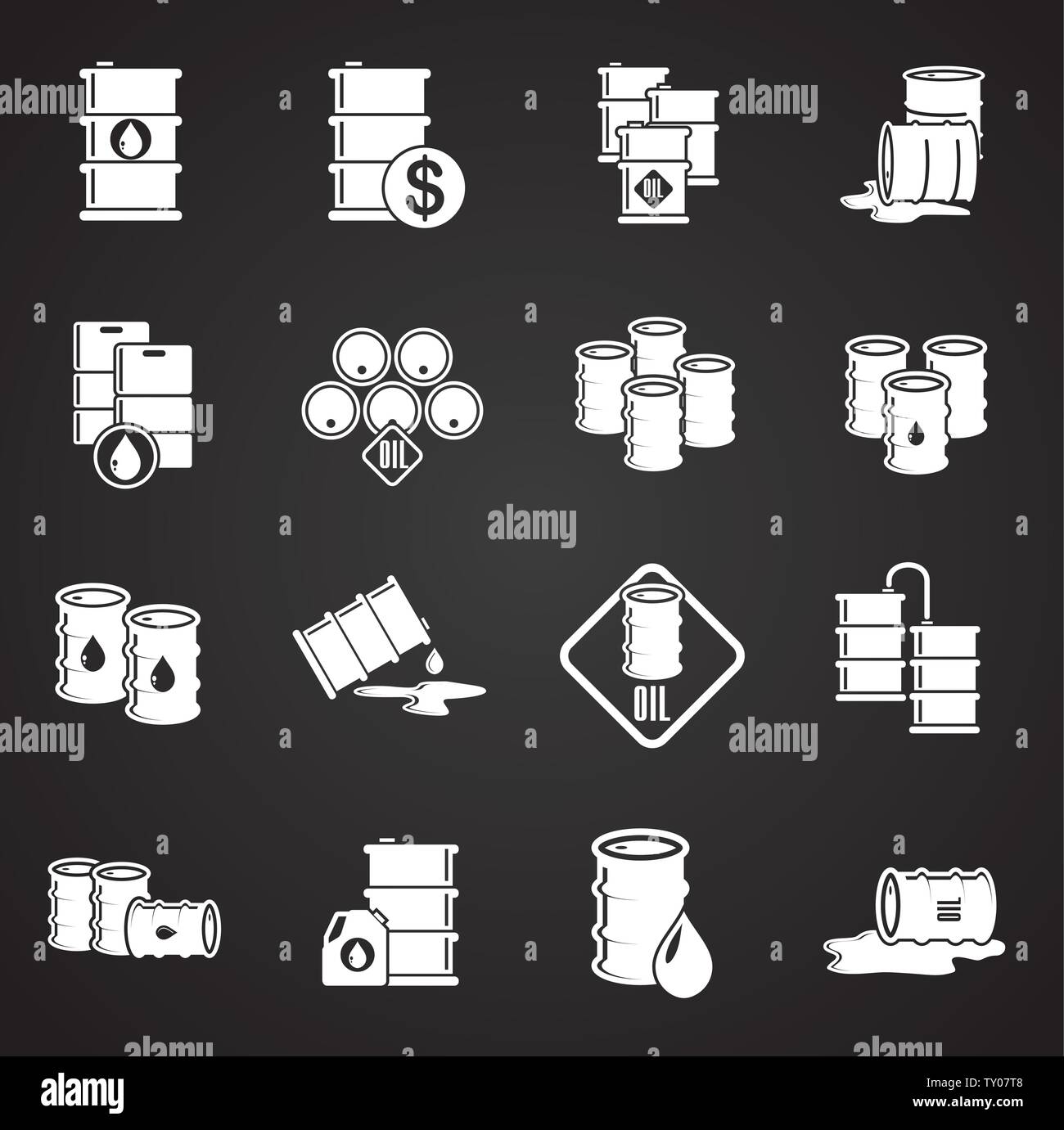 Oil Barrel icons set on background for graphic and web design. Simple ...