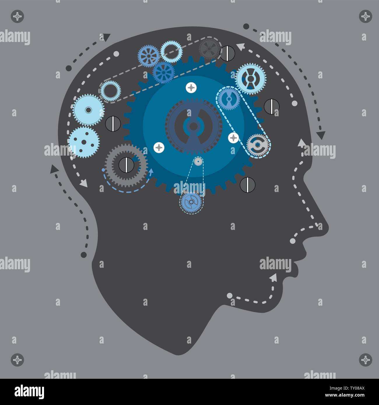 Gear brain mechanism, vector Stock Vector Image & Art - Alamy