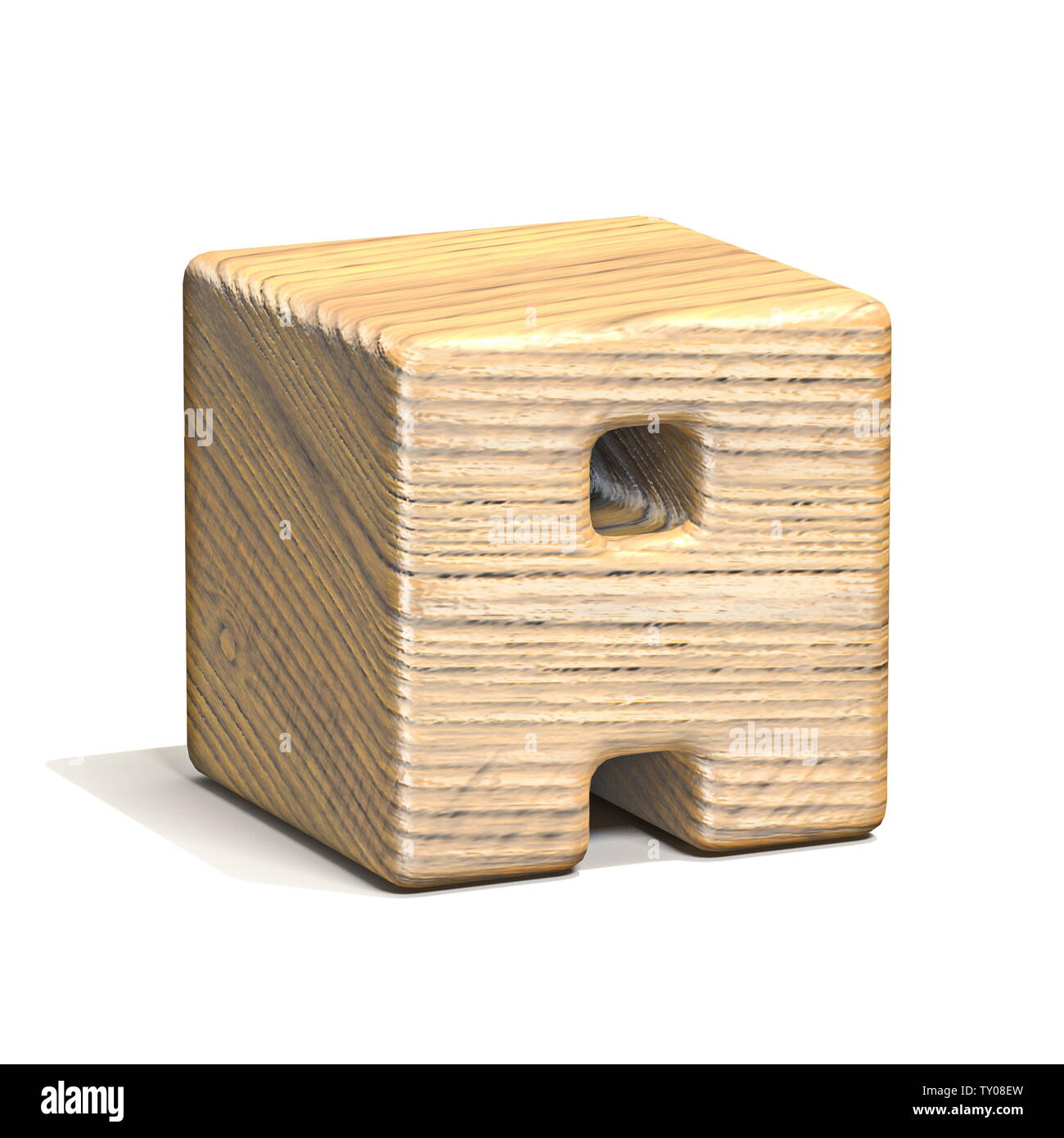 Solid wooden cube font Letter A 3D render illustration isolated on ...