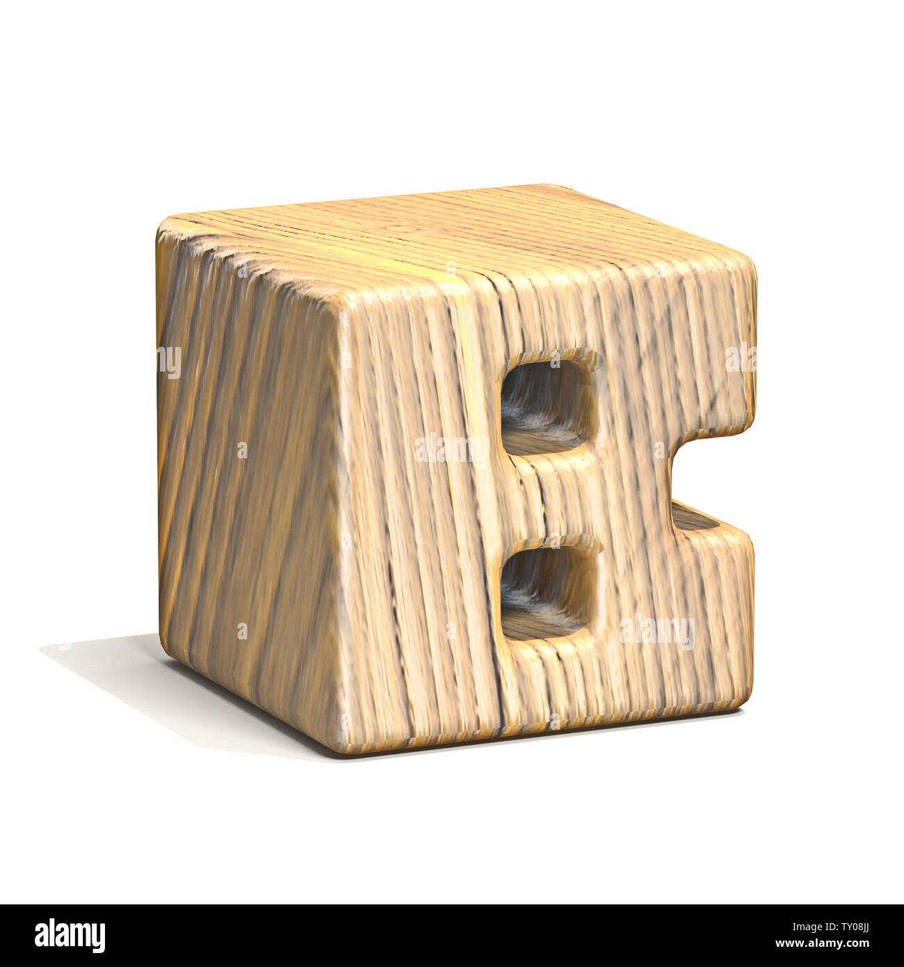 Solid wooden cube font Letter B 3D render illustration isolated on ...