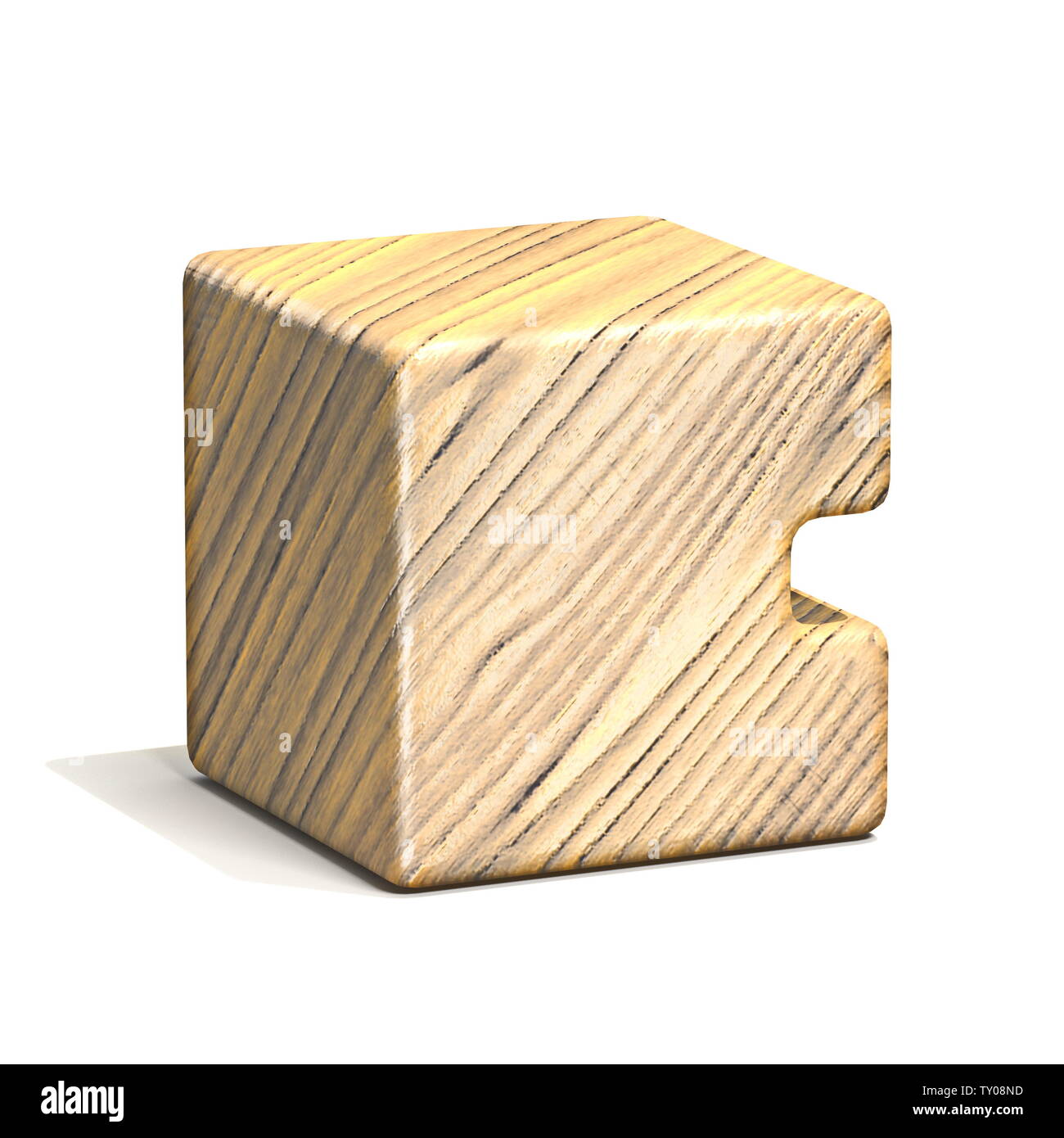 Solid wooden cube font Letter C 3D render illustration isolated on ...