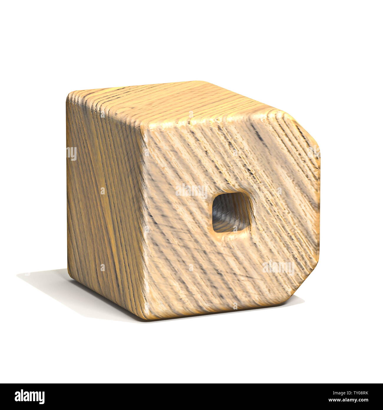 Solid wooden cube font Letter D 3D render illustration isolated on ...