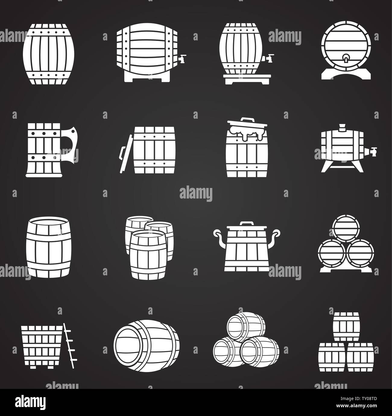 Barrel icons set on background for graphic and web design. Simple ...