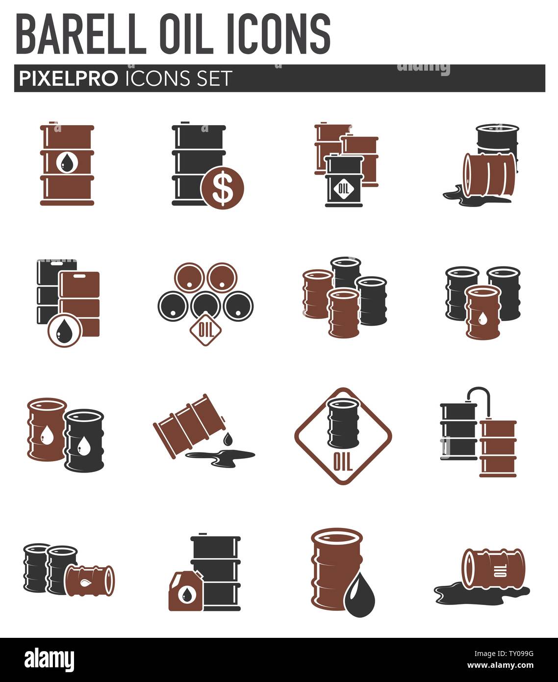 Oil Barrel icons set on background for graphic and web design. Simple ...