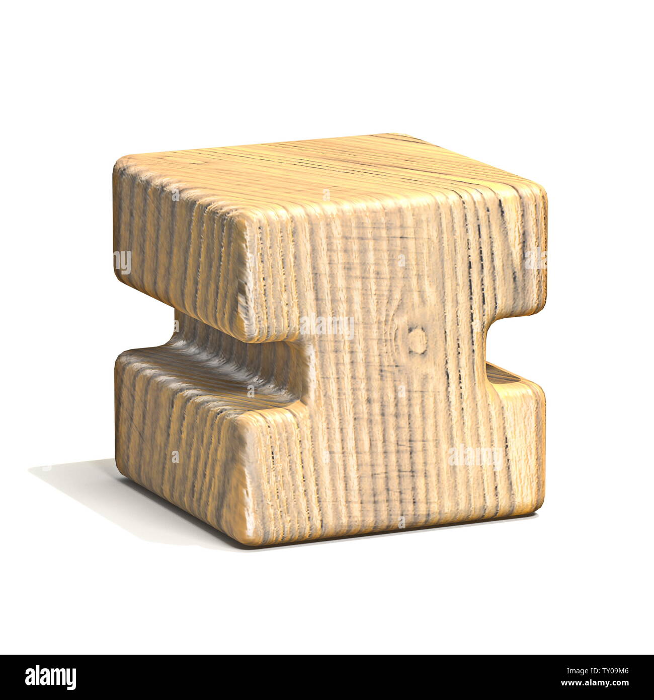 Solid wooden cube font Letter I 3D render illustration isolated on ...