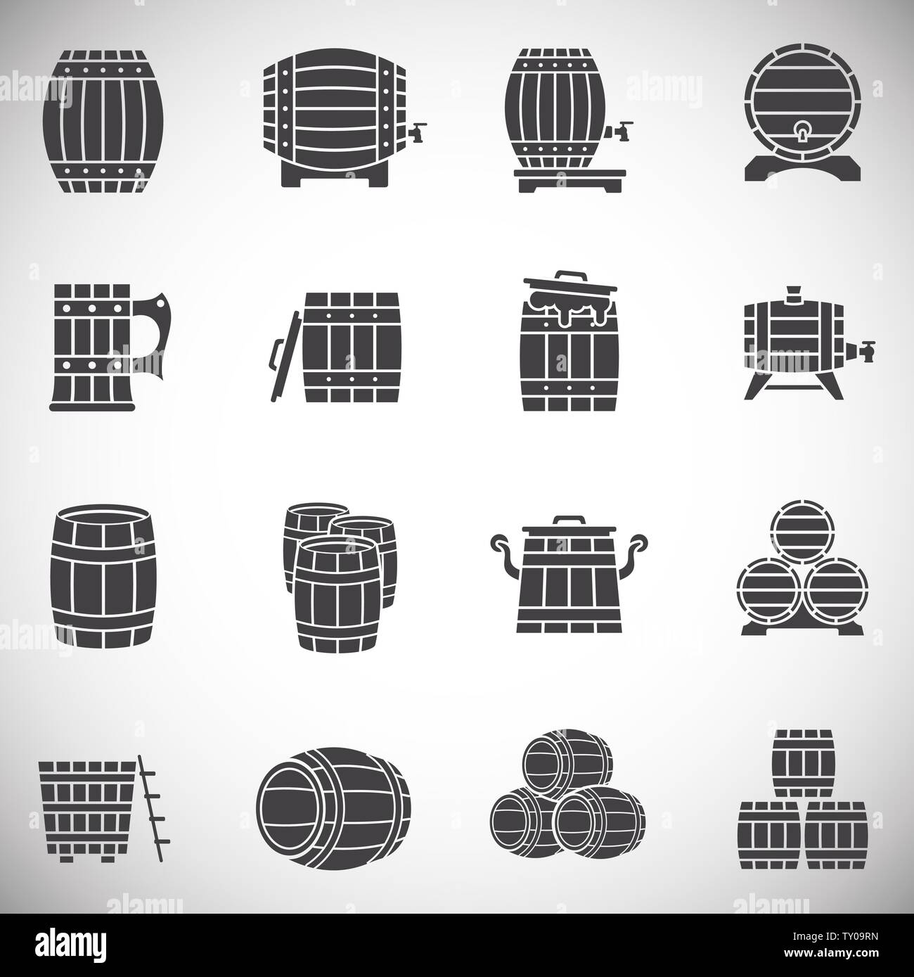 Barrel icons set on background for graphic and web design. Simple ...