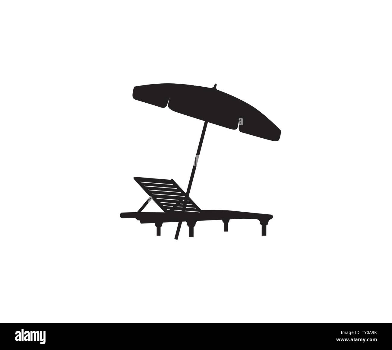 Deckchair umbrella summer beach holiday symbol silhouette icon. Chaise ...