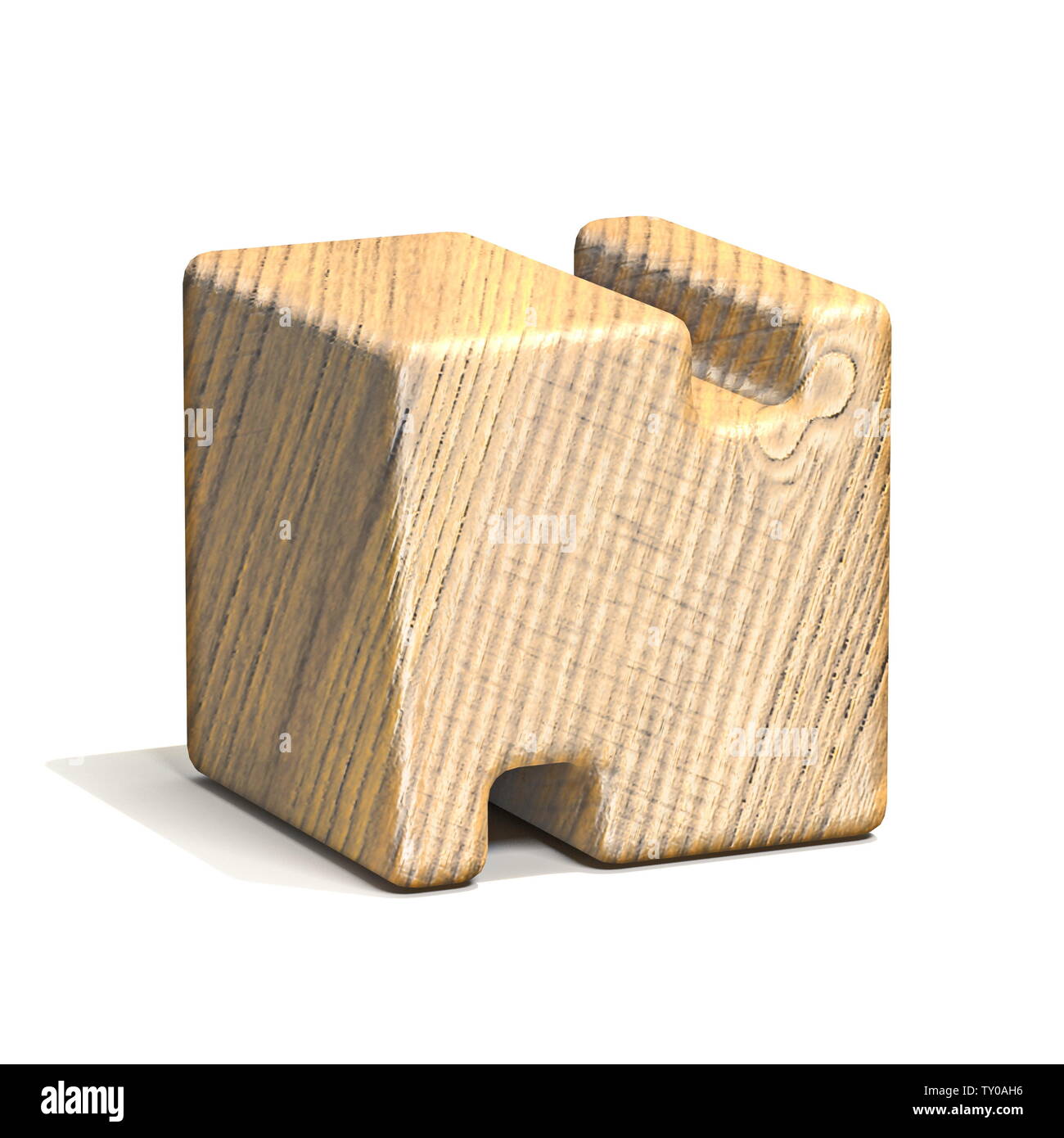 Solid wooden cube font Letter N 3D render illustration isolated on ...