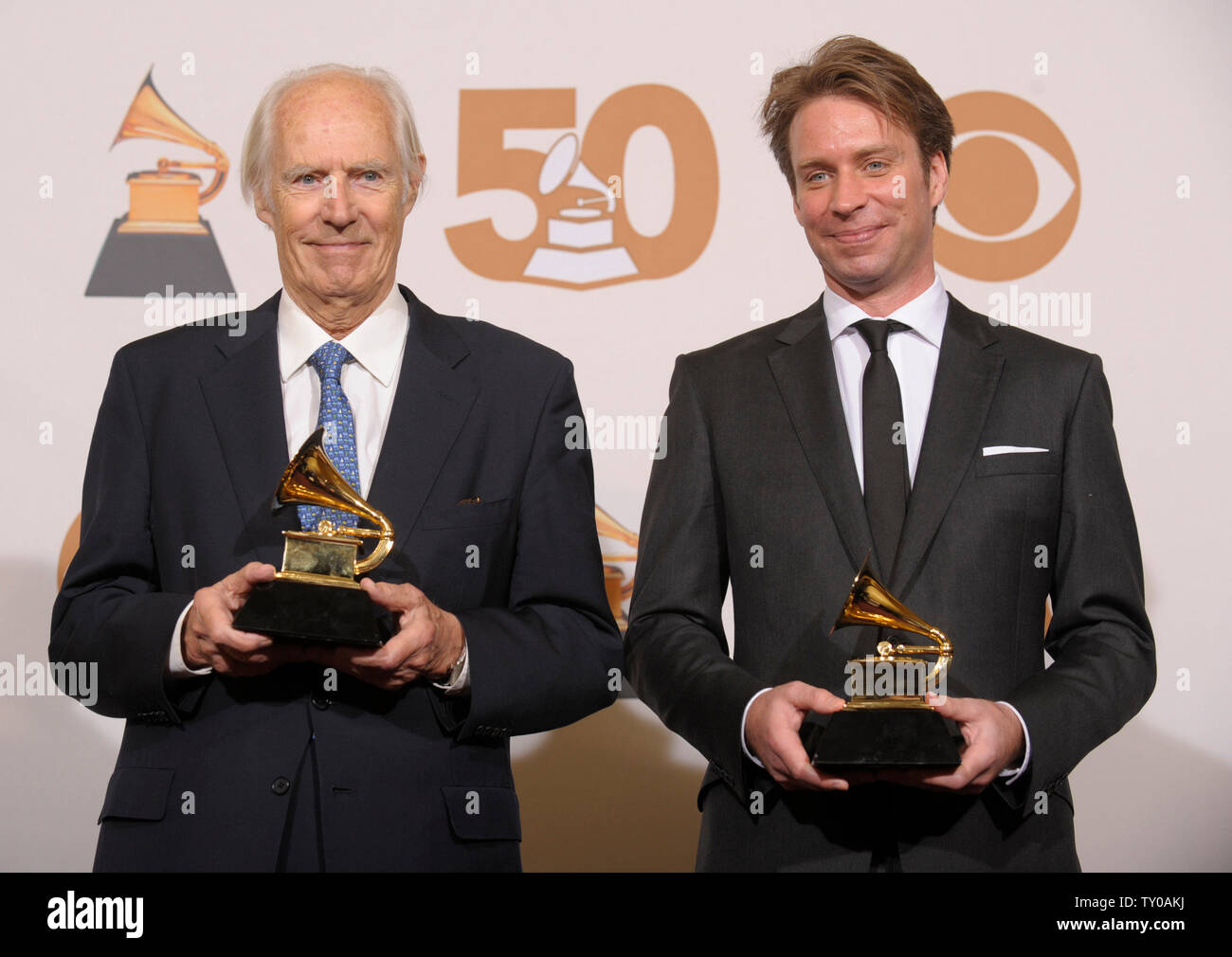 George Martin and Giles Martin hold their Grammys for "Love" (The ...