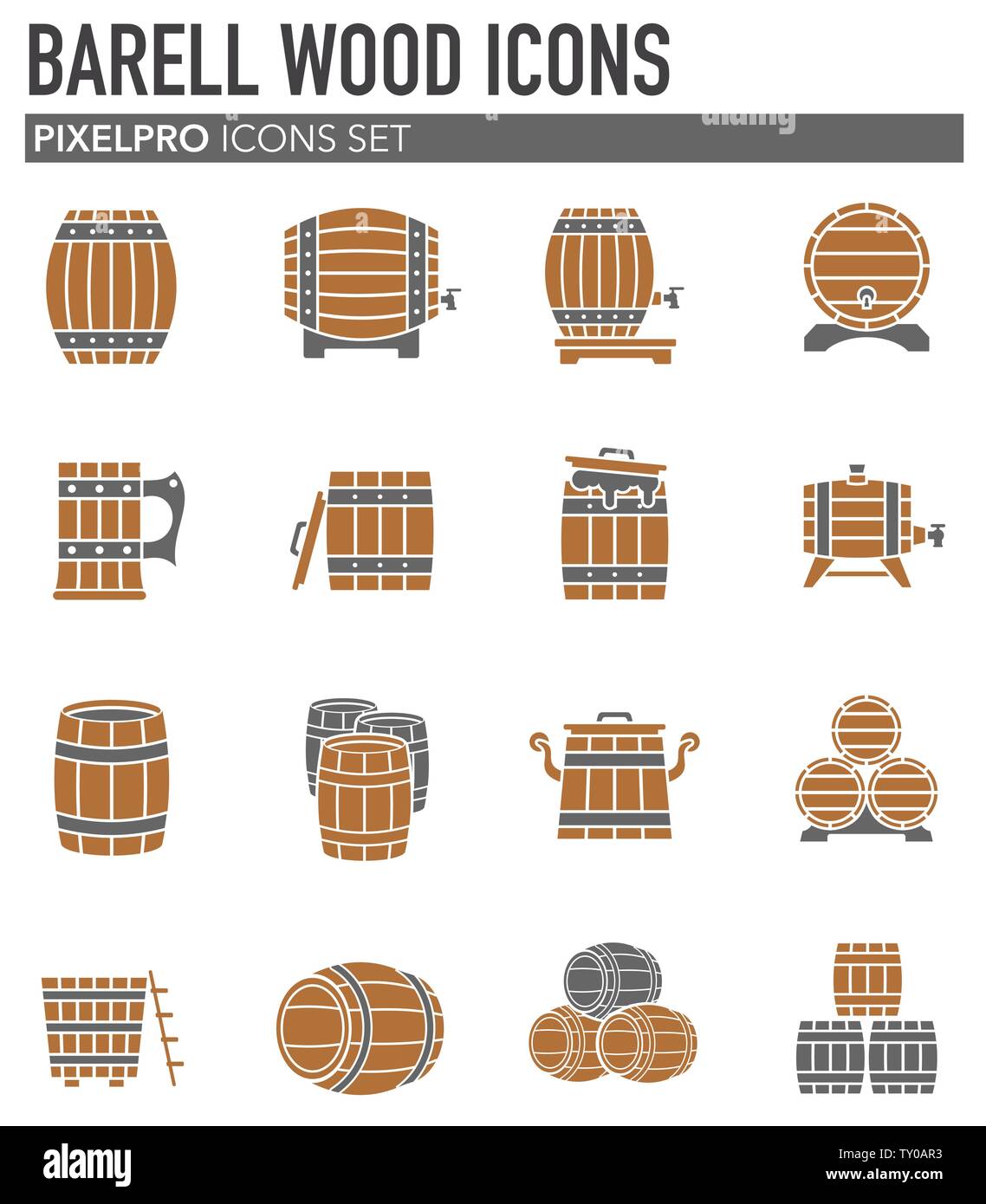 Barrel icons set on background for graphic and web design. Simple ...