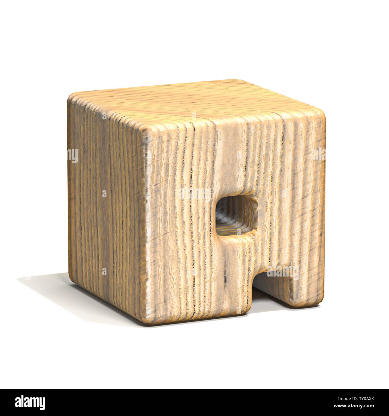 Solid wooden cube font Letter Q 3D render illustration isolated on ...