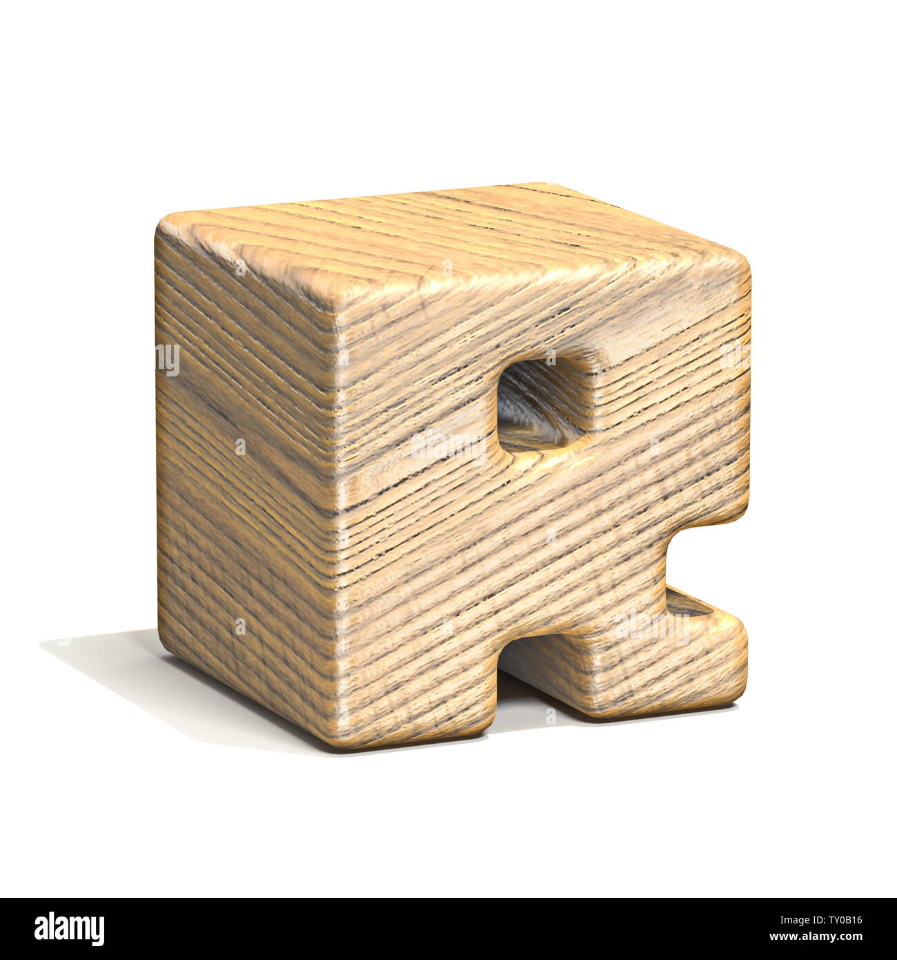 Solid wooden cube font Letter R 3D render illustration isolated on ...