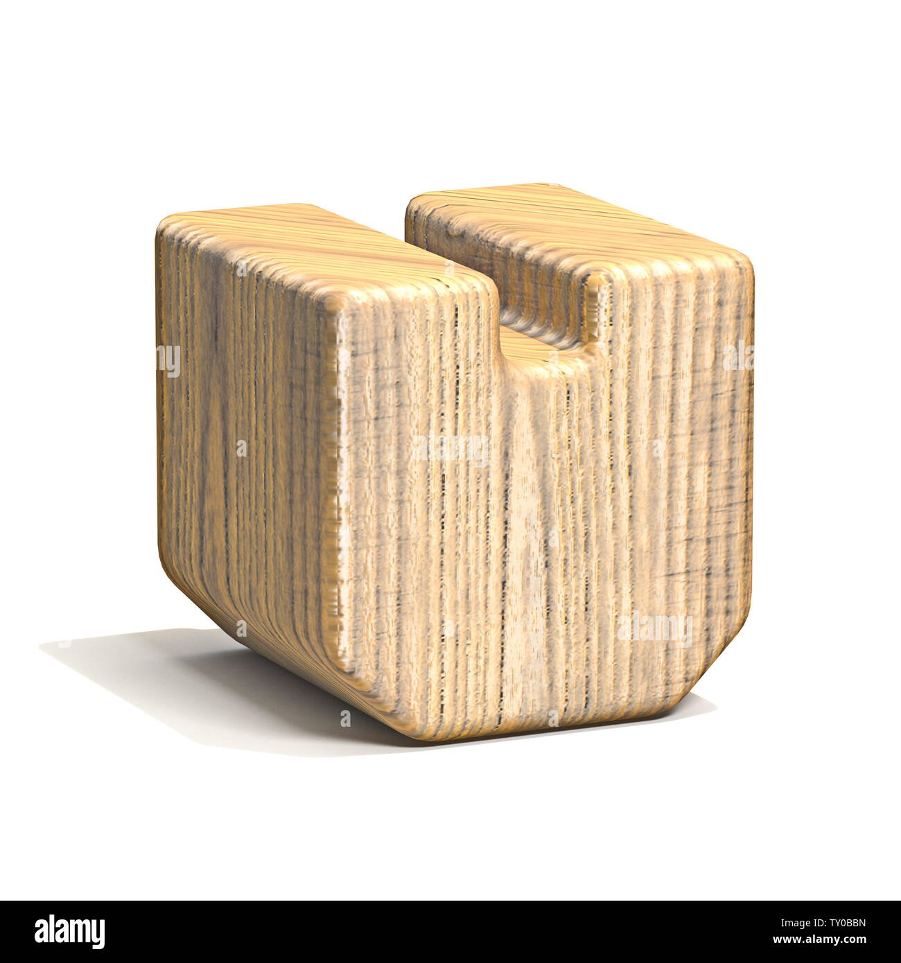 Solid wooden cube font Letter V 3D render illustration isolated on ...