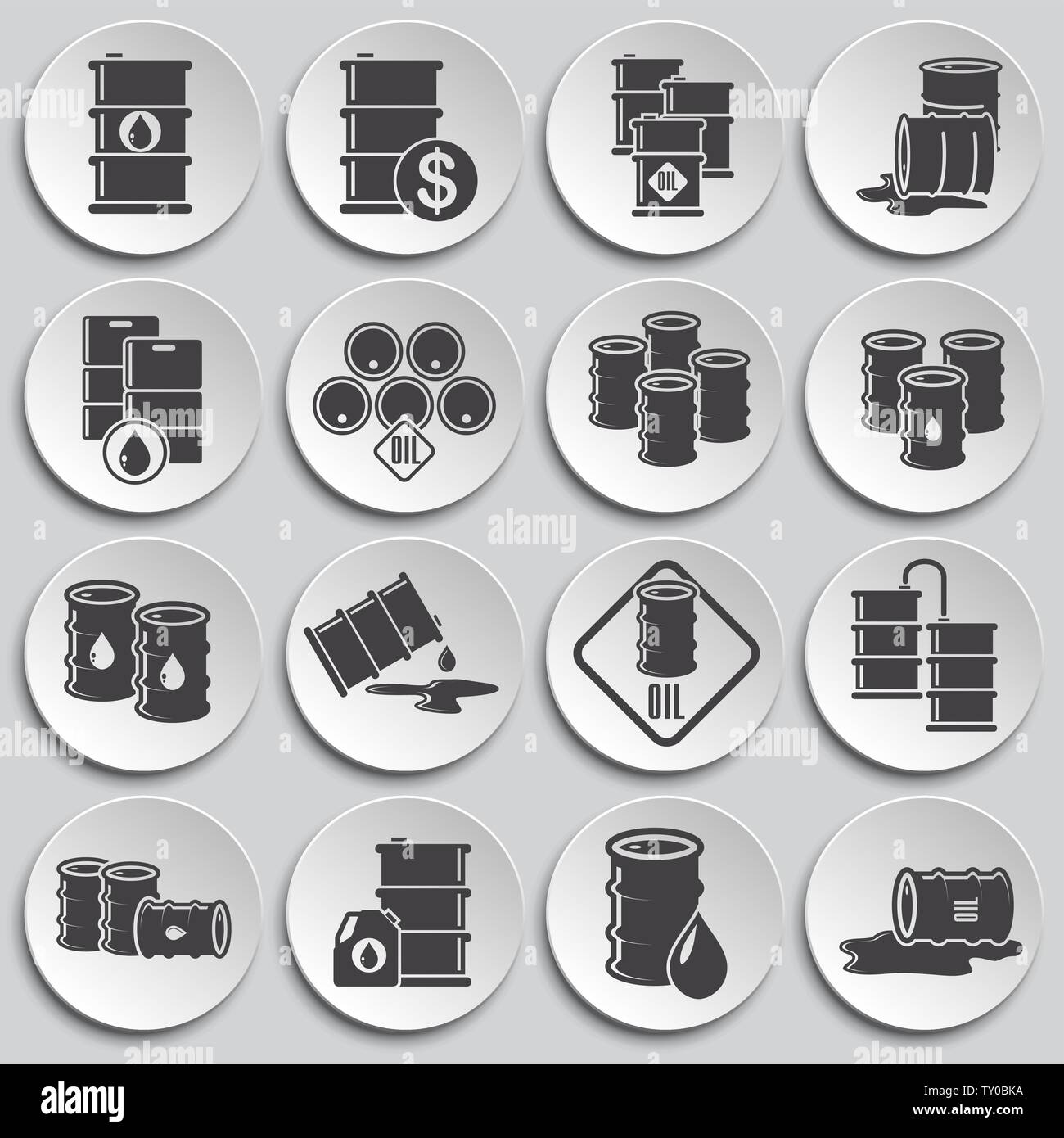 Oil Barrel icons set on background for graphic and web design. Simple ...