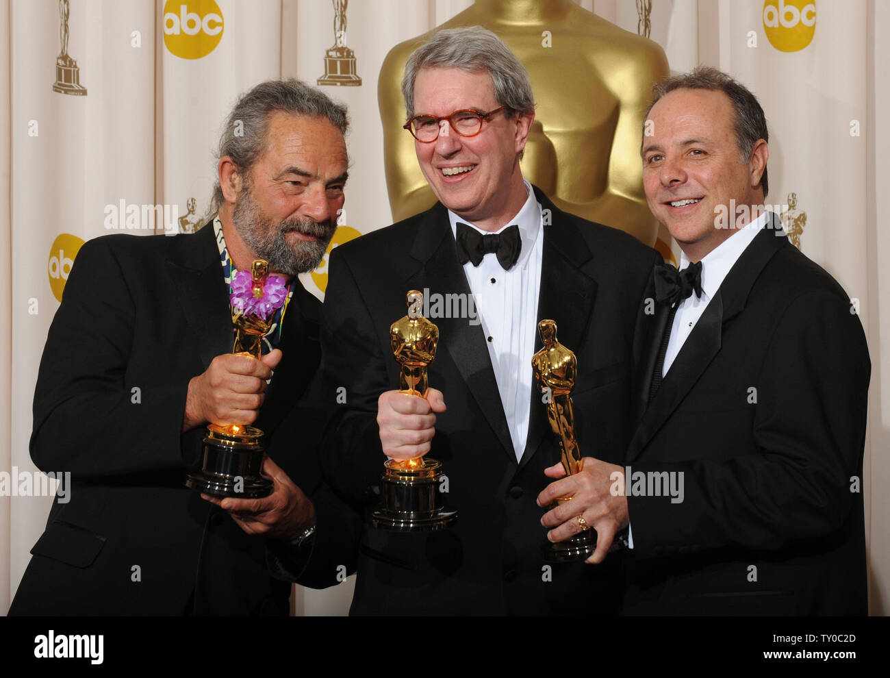 Scott Millan, David Parker and Kirk Francis pose with their Oscar for ...