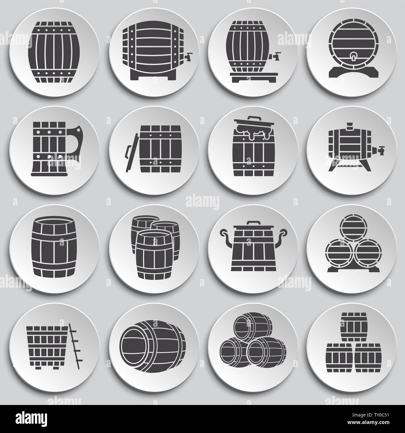Barrel icons set on background for graphic and web design. Simple ...