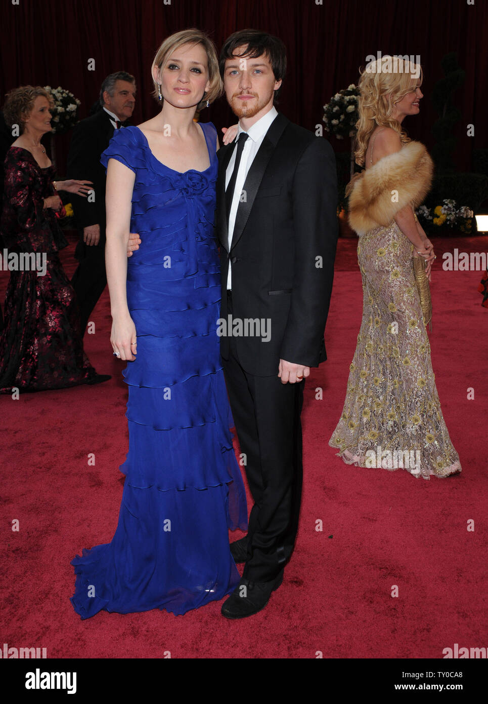Scottish actor James McAvoy (R) and his wife Anne-Marie Duff arrive for ...