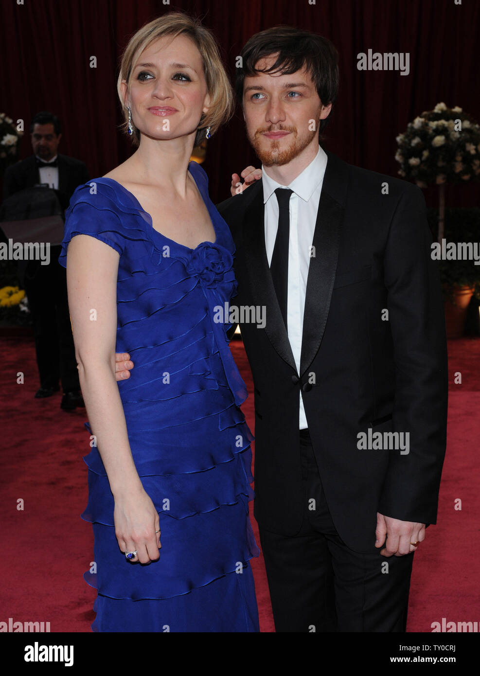 Scottish actor James McAvoy (R) and his wife Anne-Marie Duff arrive for ...