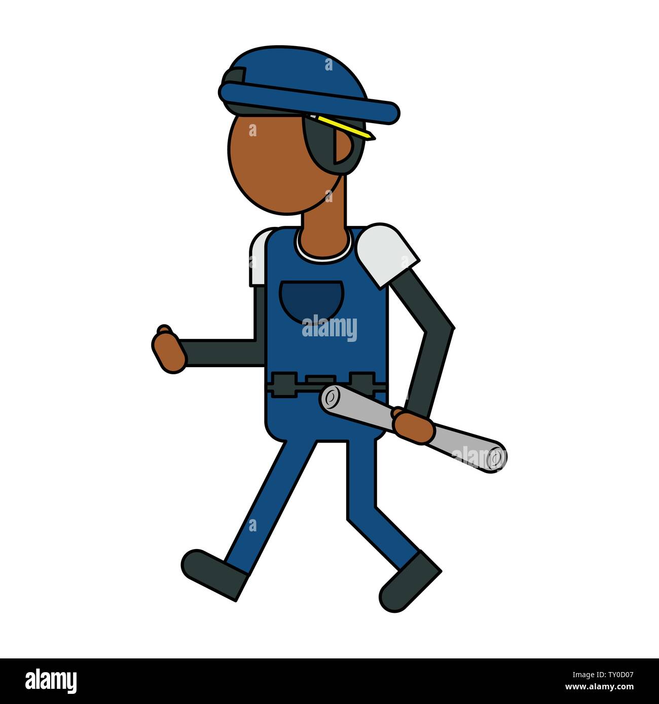 Construction worker smiling cartoon isolated faceless Stock Vector ...