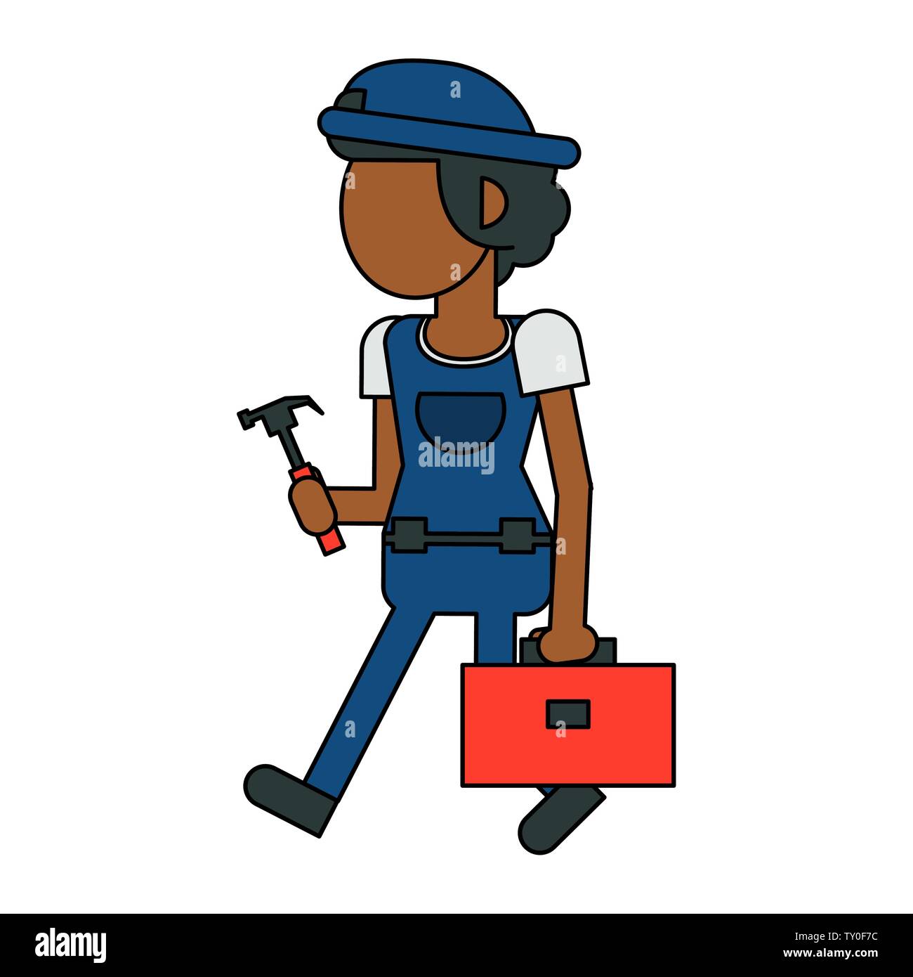 Construction worker smiling cartoon isolated faceless Stock Vector ...