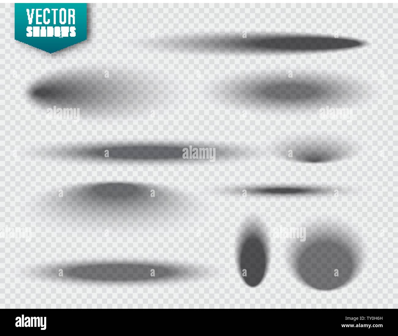 Vector shadows set on transparent background. Realistic isolated shadow ...