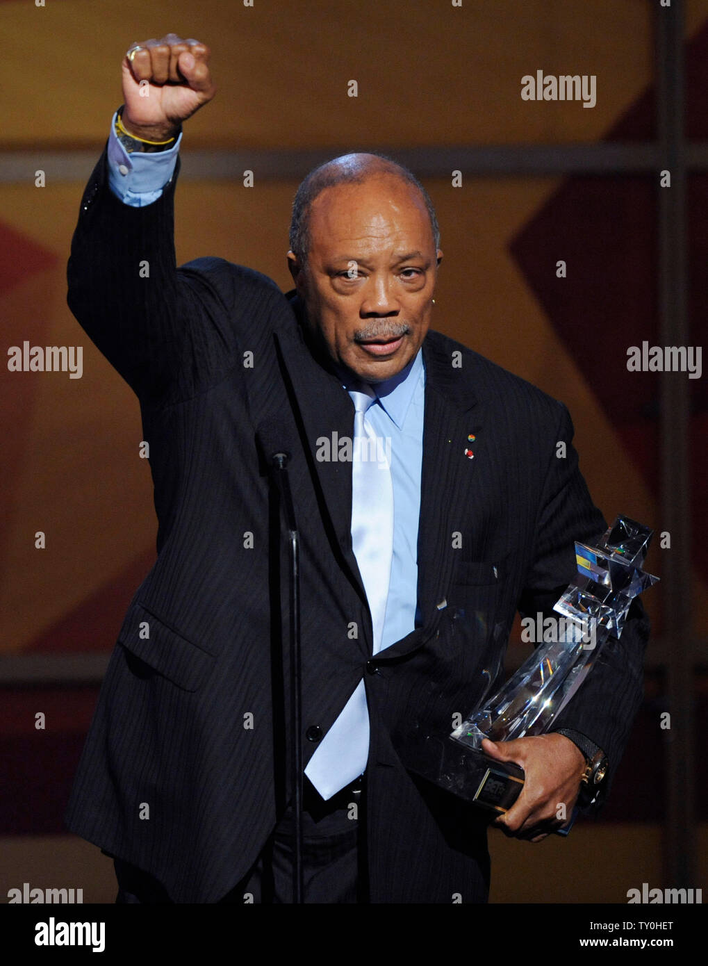 Composer and record producer Quincy Jones accepts the Humanitarian ...