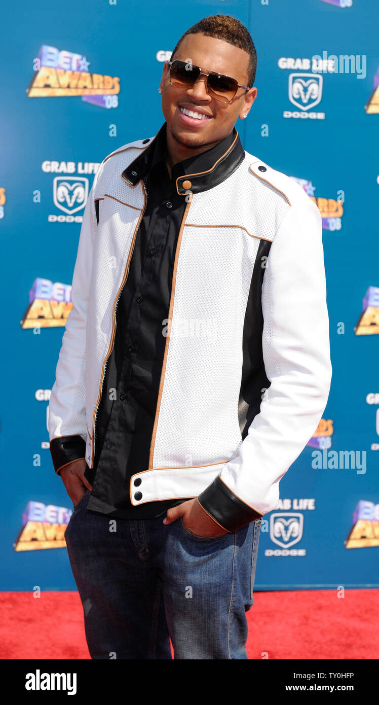 Chris Brown attends the BET Awards 2008 in Los Angeles on June 24, 2008 ...