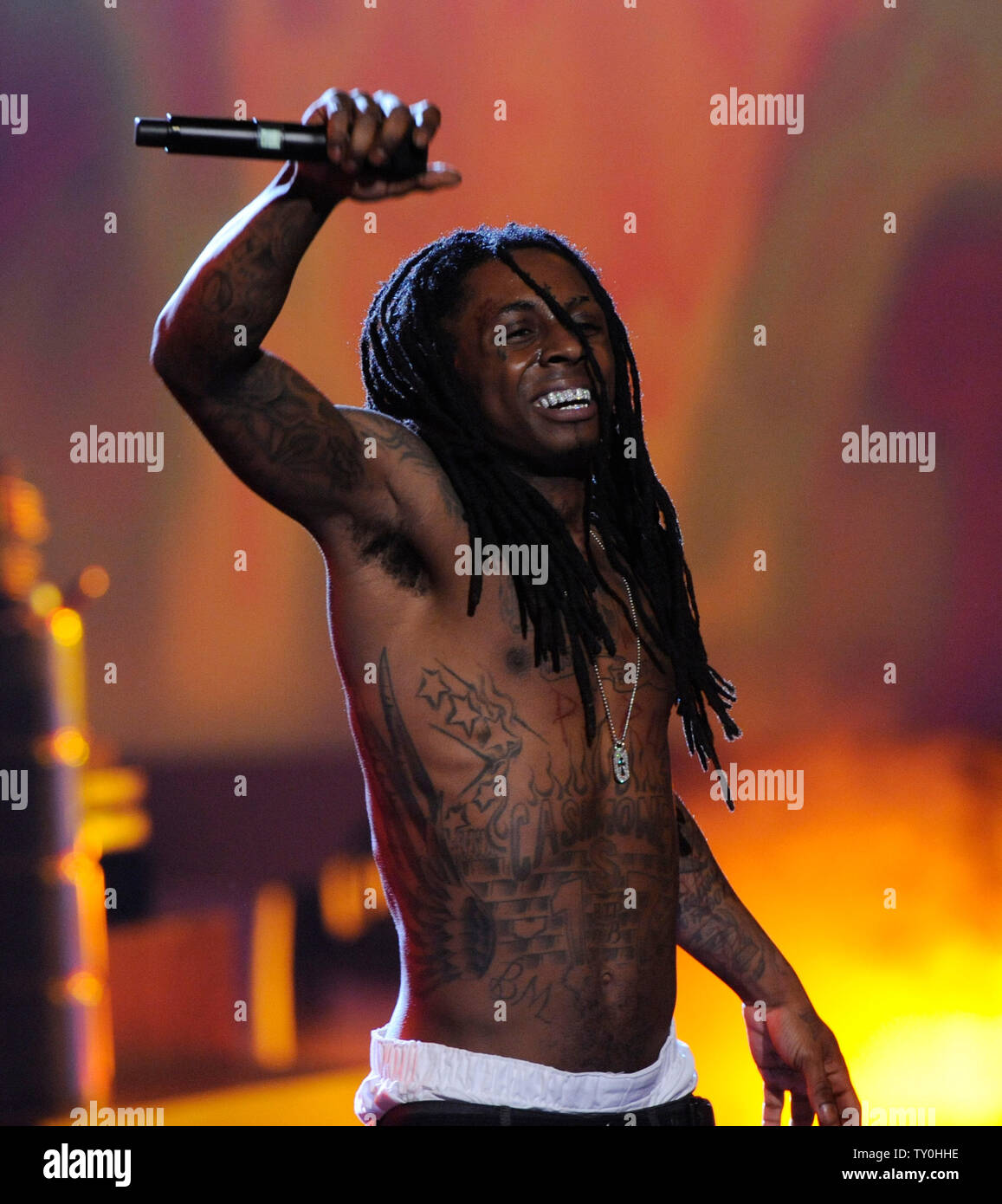 Lil Wayne performs at the BET Awards on June 24, 2008 in Los Angeles ...