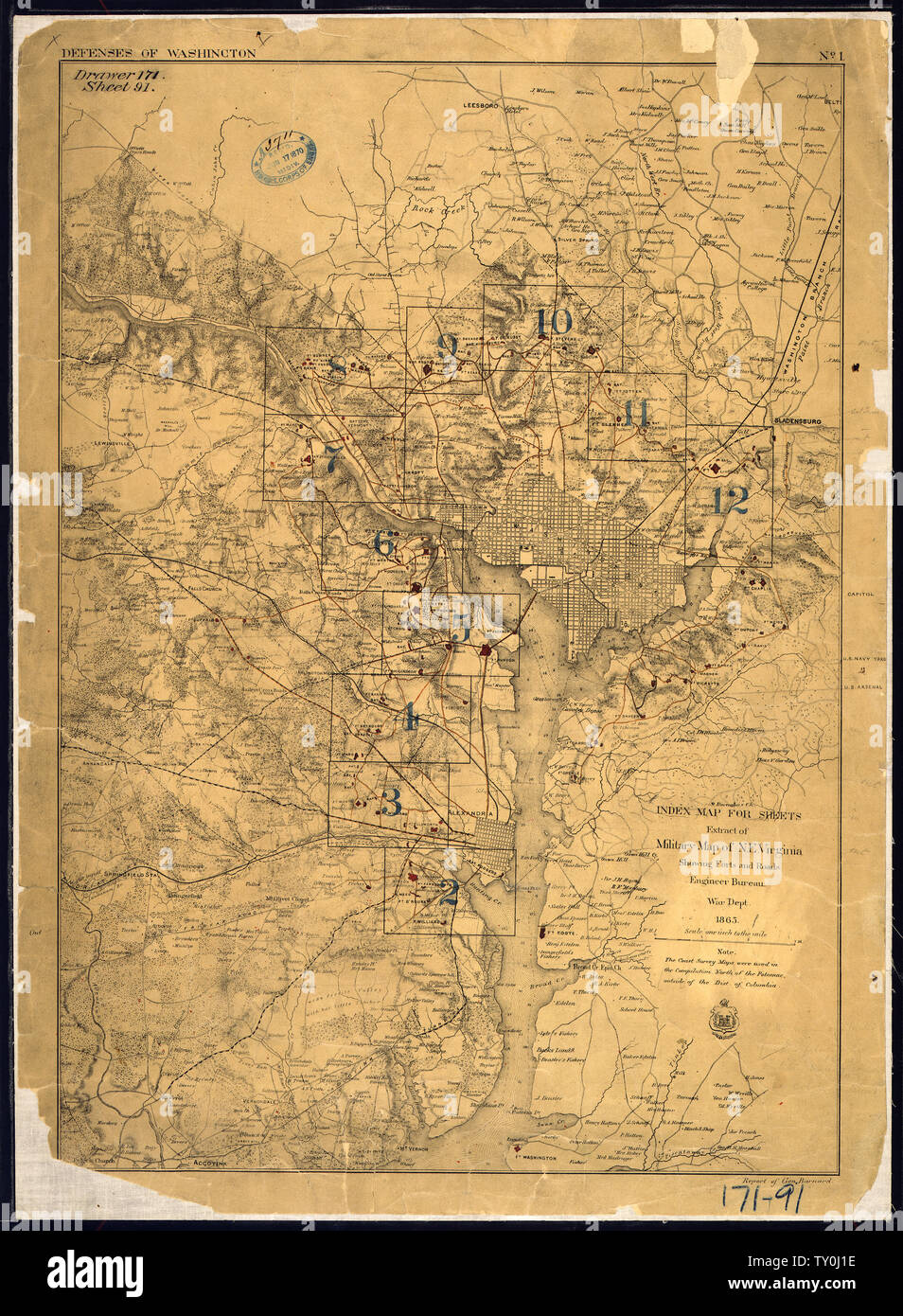 Defenses of Washington. [Maps 1 through 12 accompanying General Barnard ...