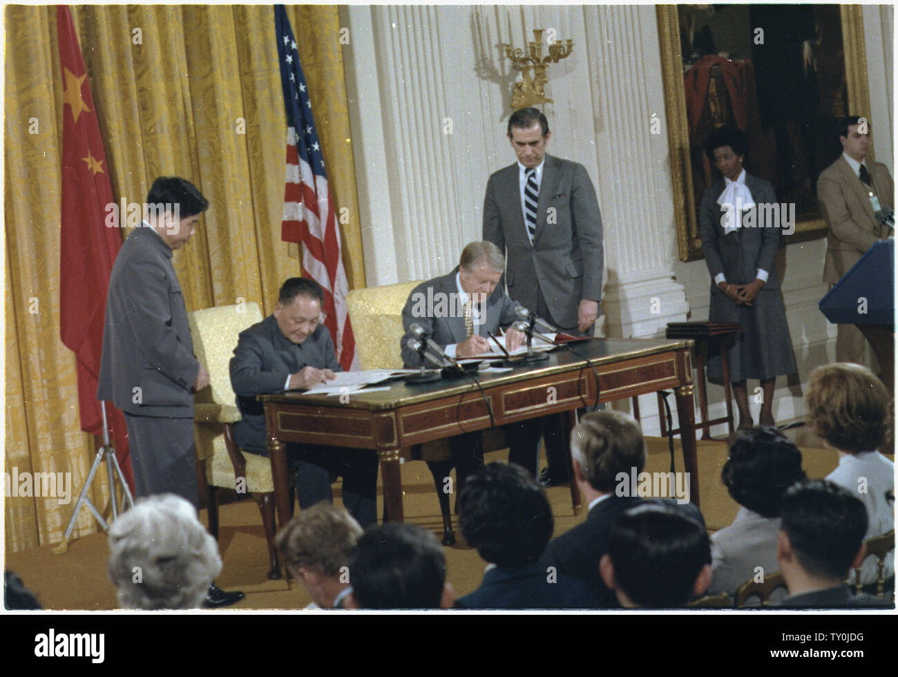 Deng Xiaoping and Jimmy Carter during the Sino-American signing ...