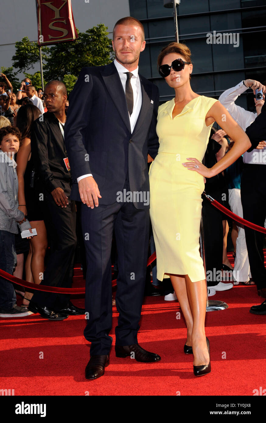 Soccer player David Beckham and his wife Victoria arrive for the ESPY ...