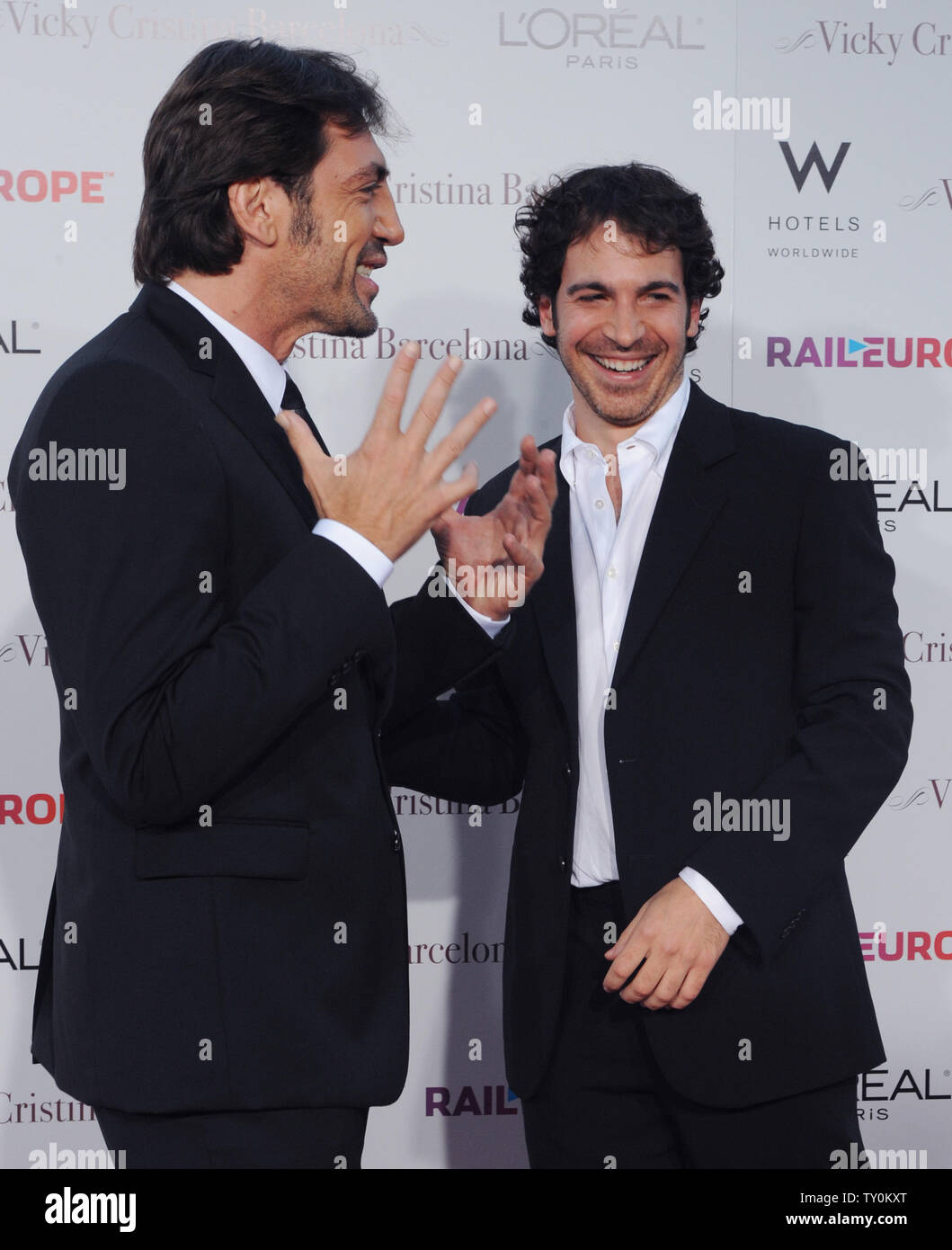 Spanish actor Javier Bardem (L) and Chris Messina, cast members in ...
