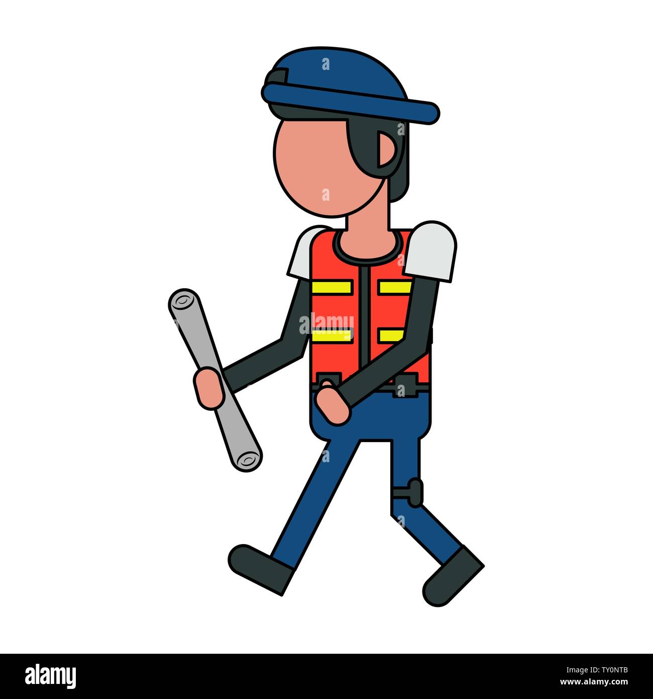 Construction worker smiling cartoon isolated faceless Stock Vector ...