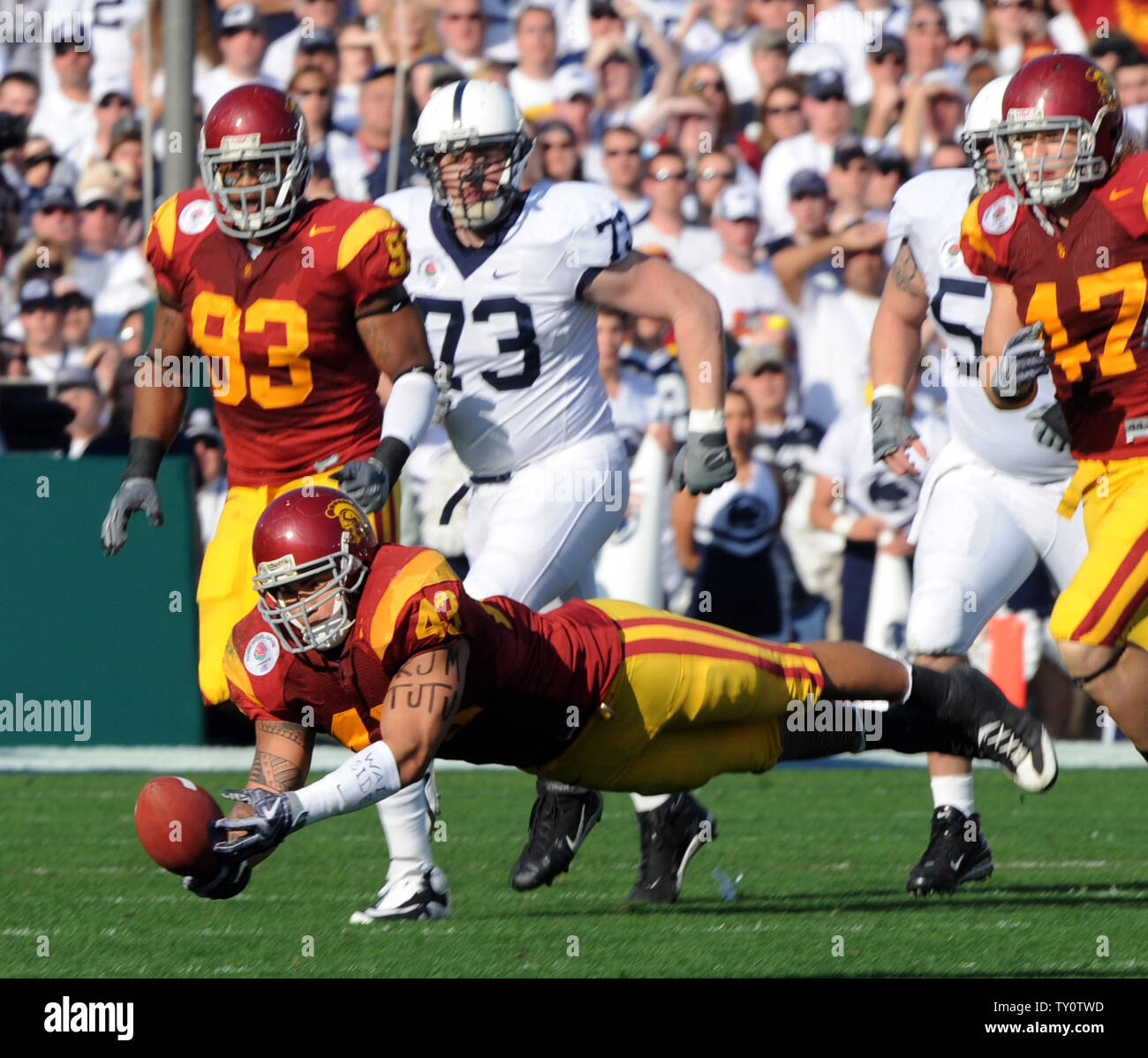 The USC Trojans wide receiver completes a finger-tip catch against the ...