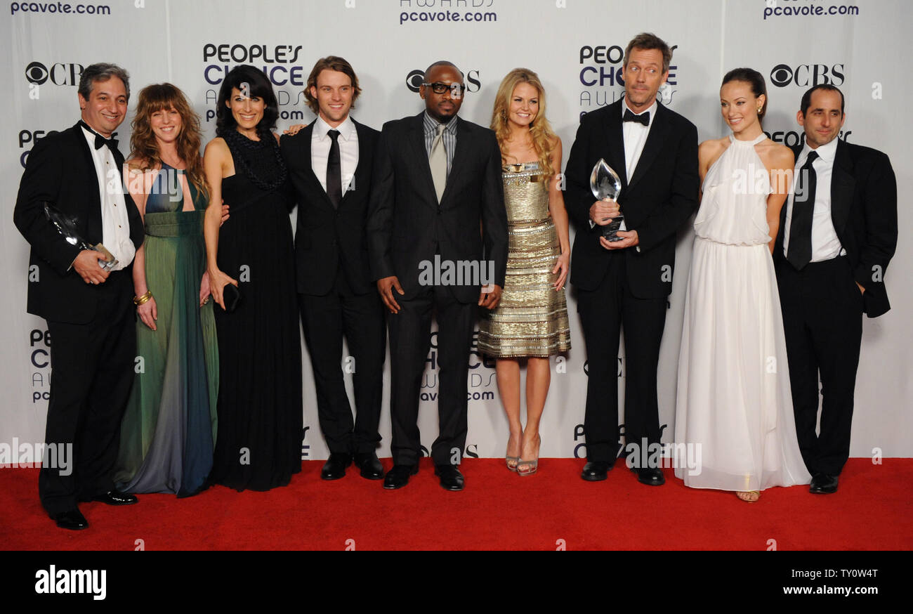 The cast of "House" including actors Hugh Laurie (3rd R) and Jennifer ...