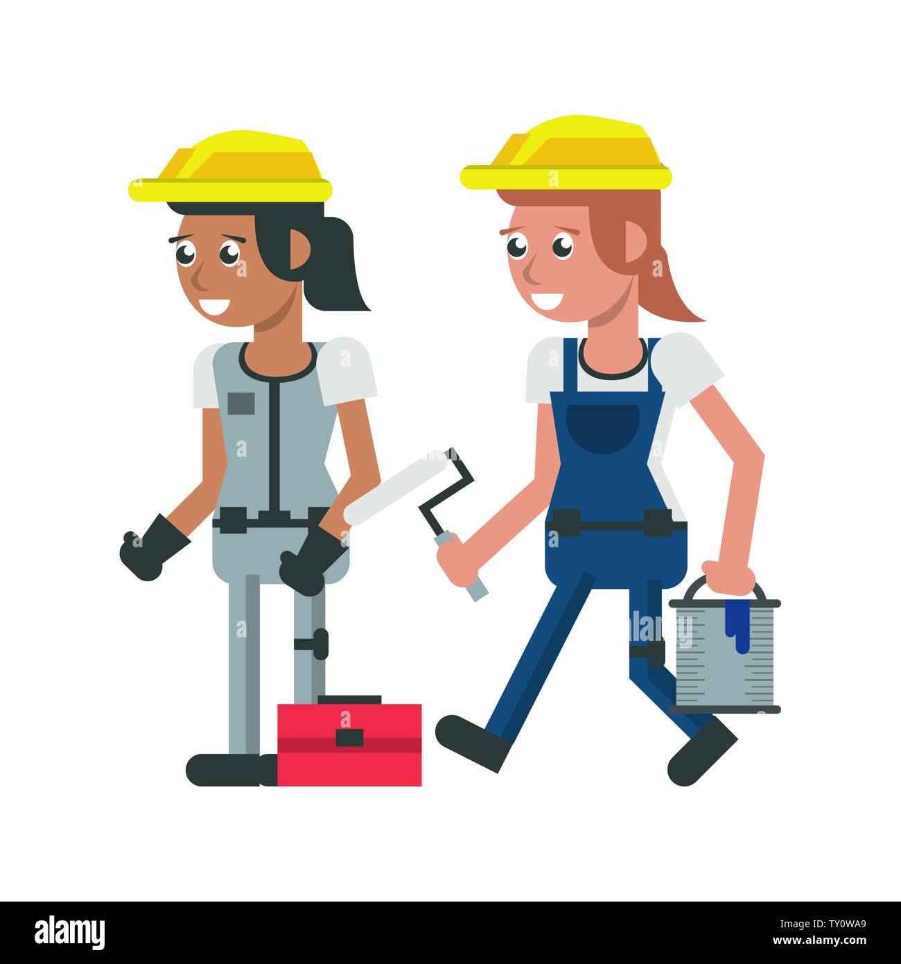 Construction workers with tools cartoons Stock Vector Image & Art - Alamy