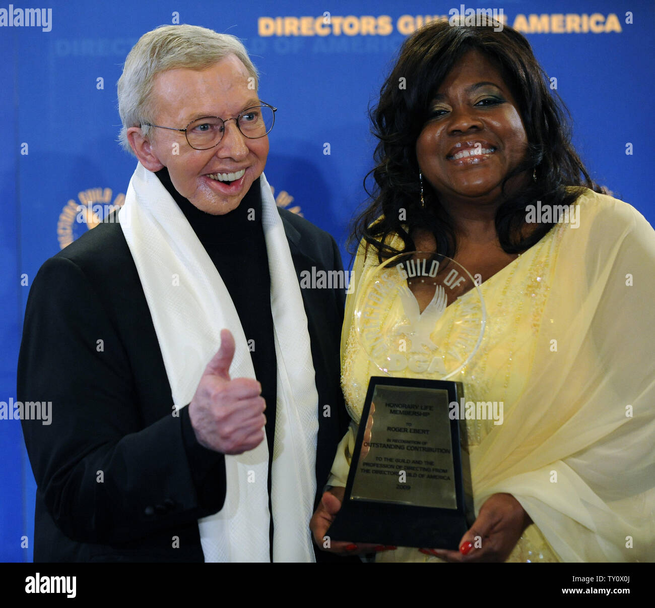 Film critic Roger Ebert appears backstage with his wife Judge Chaz ...