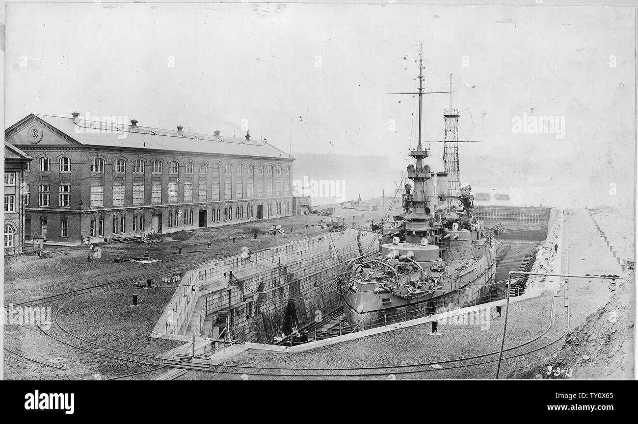 Dry Dock No. 2, USS Oregon in dock, looking SE, C.J. Erickson ...