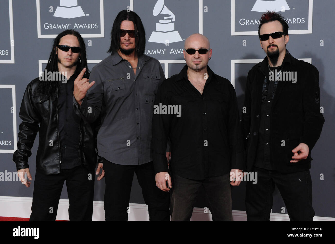 The group Disturbed arrives at the 51st annual Grammy Awards at the ...