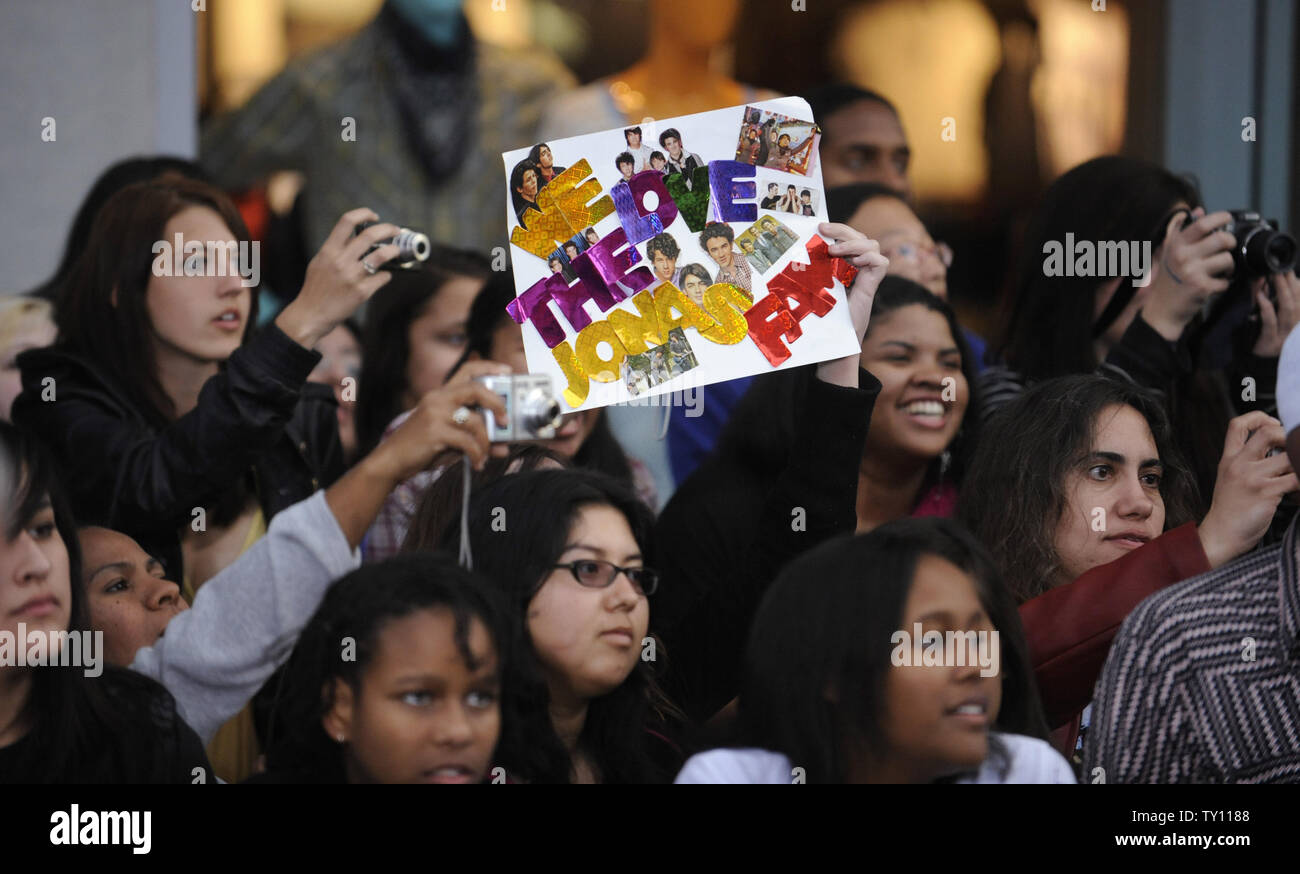 Fans wait for a glimpse of the Jonas Brothers at the premiere of the ...
