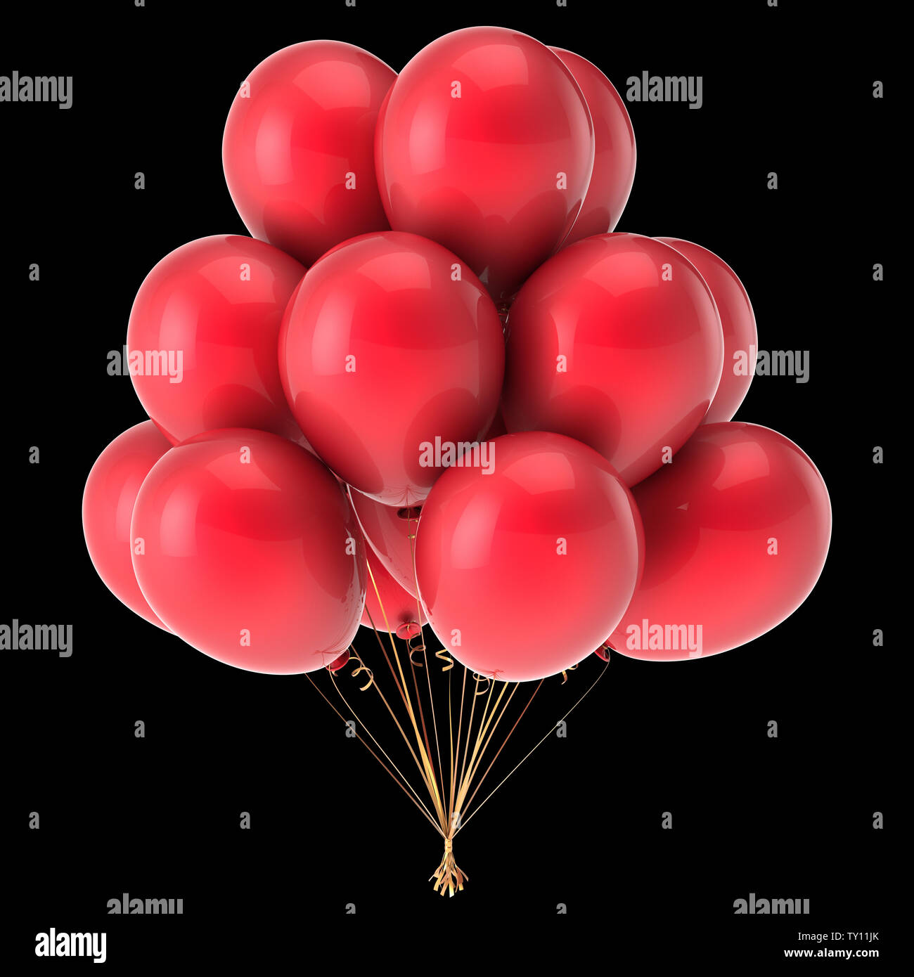red balloons bunch birthday party decoration modern celebration symbol ...