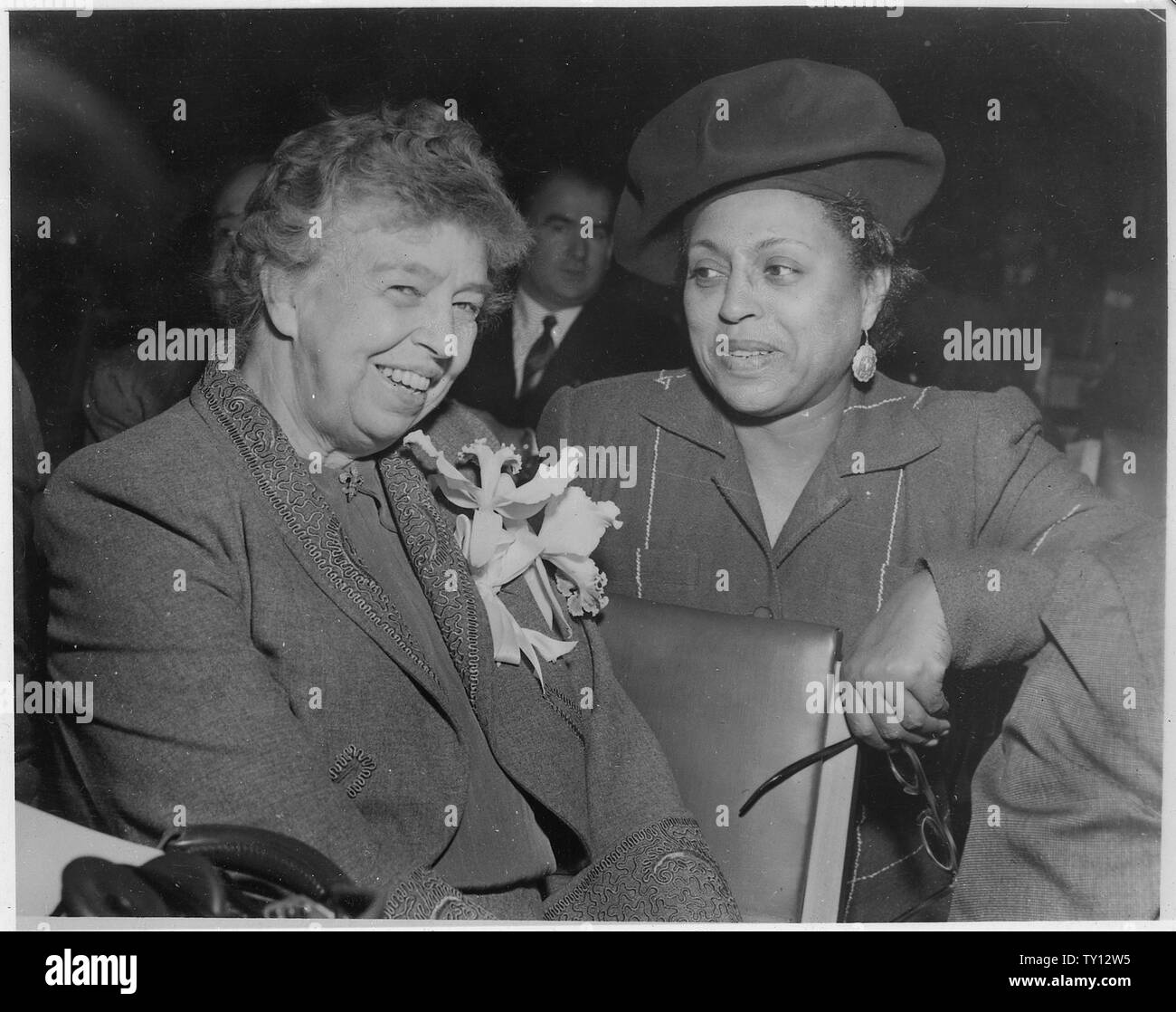 Eleanor Roosevelt and Edith Sampson at United Nations in New York Stock ...