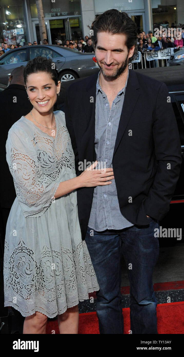 Actress Amanda Peet and David Benioff arrive at an industry screening ...