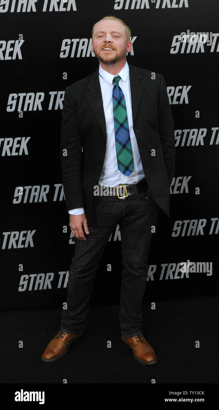 Simon Pegg, a cast member in the sci-fi adventure motion picture "Star ...