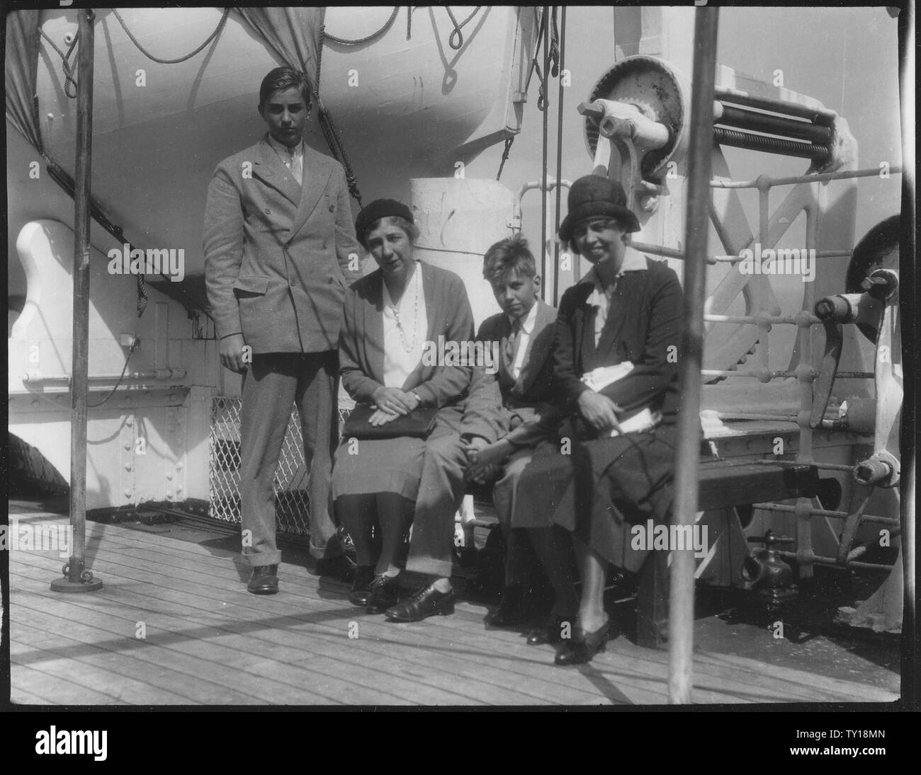 Eleanor Roosevelt, John, and Franklin D. Roosevelt, Jr. at Marian ...